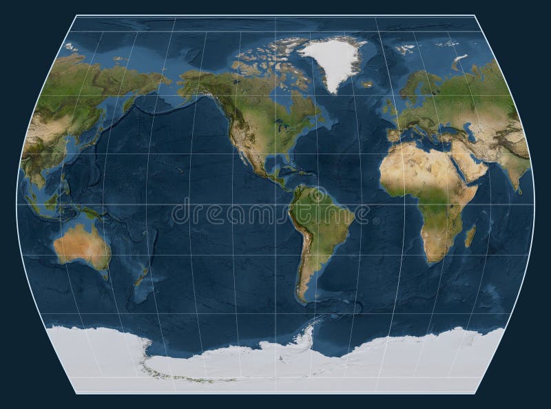 World Map. Satellite. Times Projection. Meridian: -90 West Stock ...