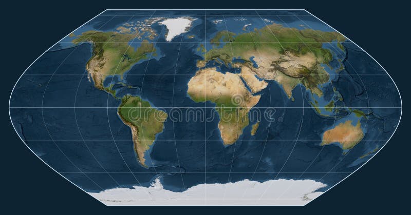 World Map. Satellite. Winkel I Projection. Meridian: 0 Stock ...