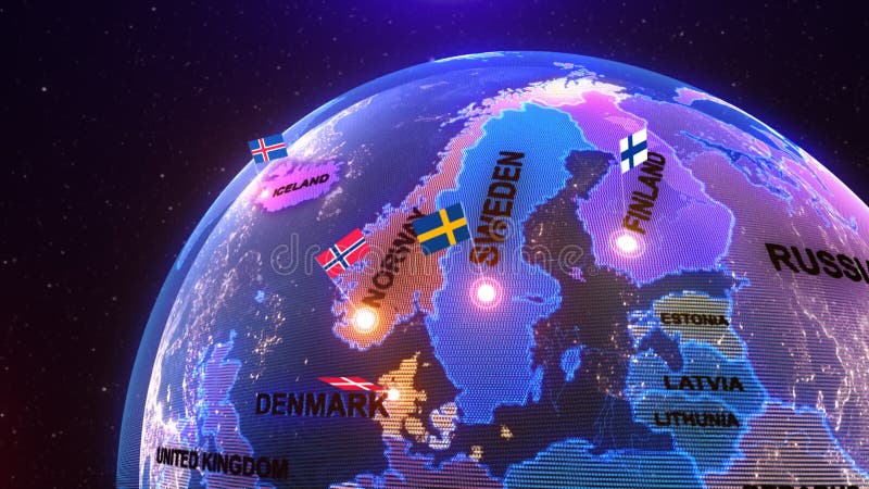Scandinavia map animation stock footage. Video of technology - 224028584