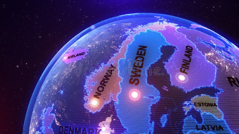Scandinavia Map Zoom Animation Stock Footage - Video of connect ...