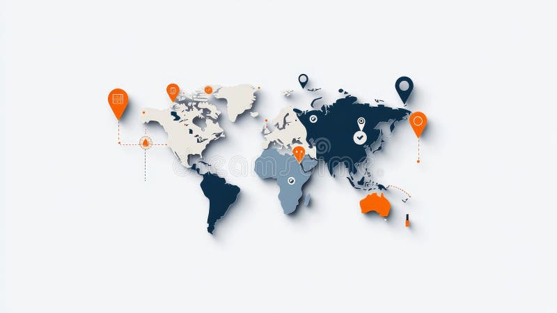A World Map with Search Activity Visualized by Pins Representing Global ...