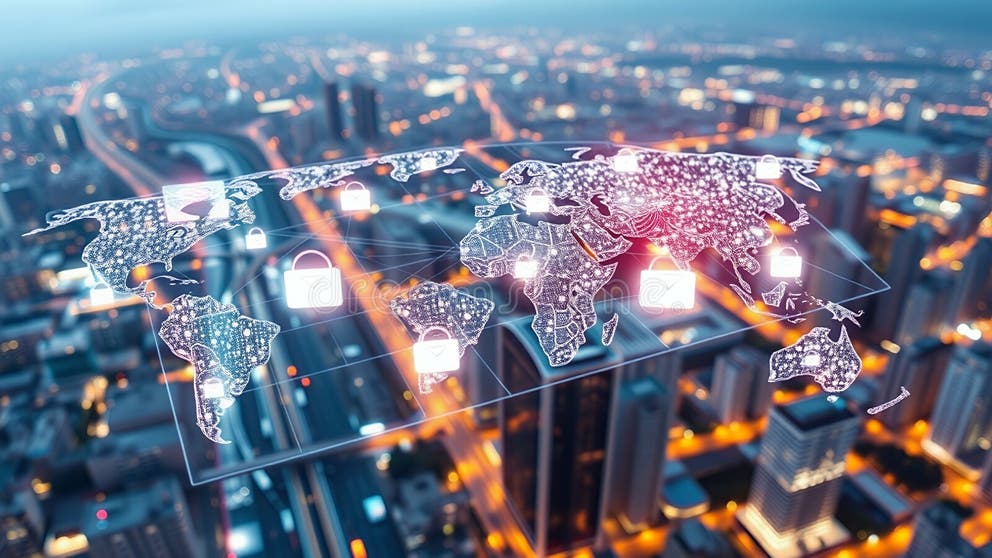 A World Map with Security Locks a Digital Representation of Global ...