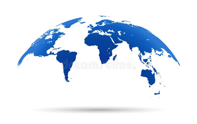 Blue 3d Curved World Map on White Background Stock Illustration ...