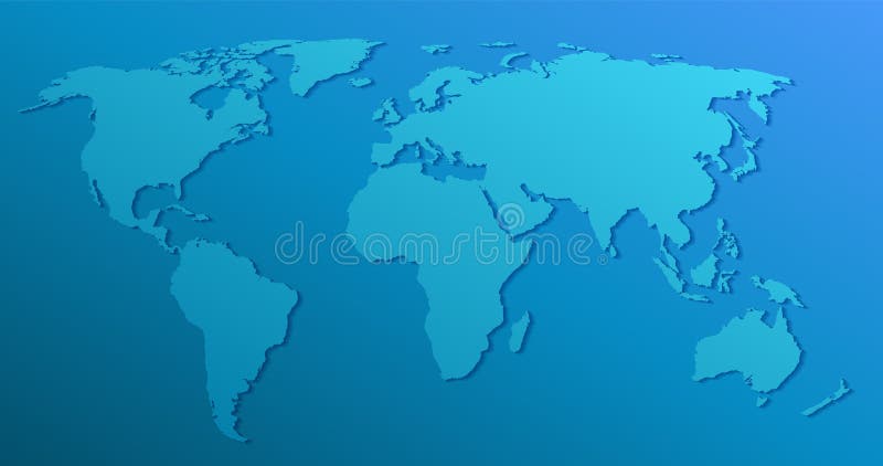World Map with Shadow Color Gradient Vector Illustration. Stock ...