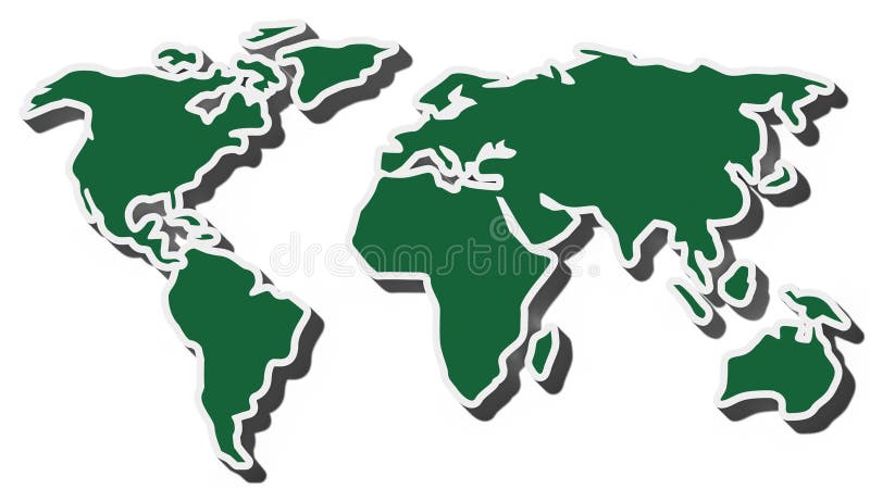 World Map with Shadow, 3D Rendering Illustration Stock Illustration ...