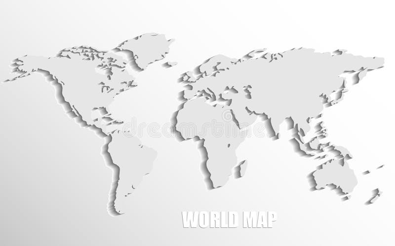 World Map with Shadow. Map of Paper Stock Vector - Illustration of ...