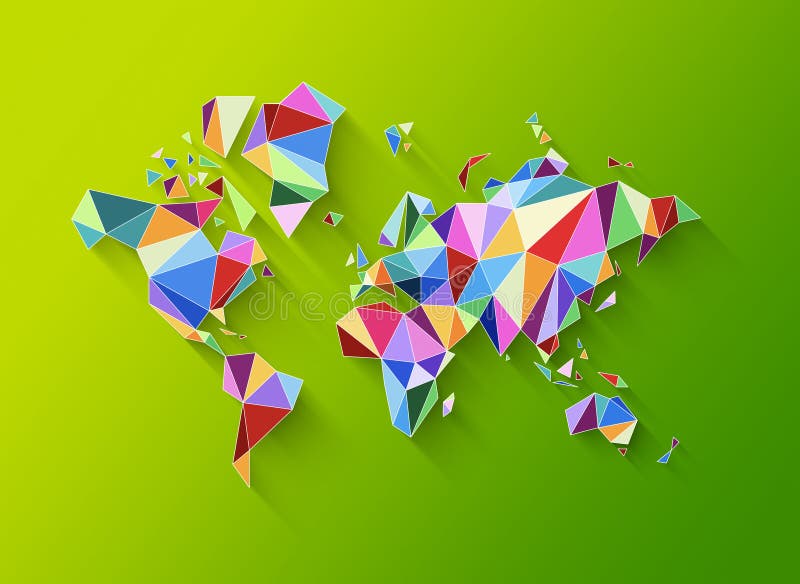 World Map Shape Made of Polygons. 3D Illustration on a Pink Background ...