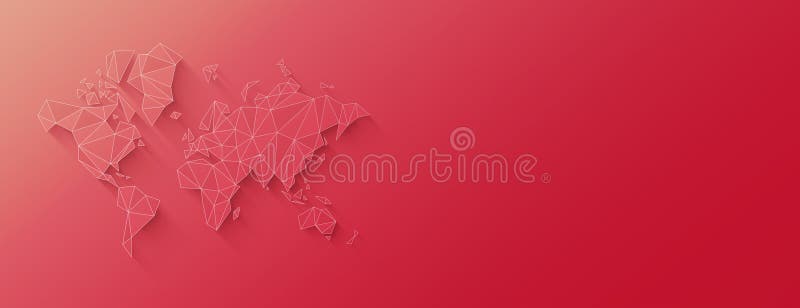 World Map Shape Made of Polygons. 3D Illustration on a Pink Background ...
