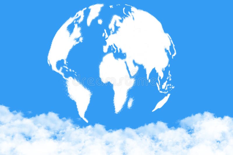 World map shaped clouds stock photo. Image of world - 196931582