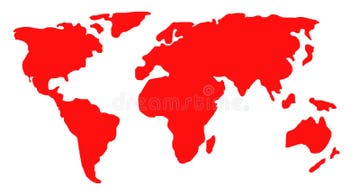 World Map Showing Continents in Red Isolated Stock Illustration ...