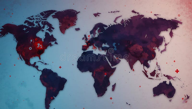 World Map Showing Coronavirus Outbreak and Impact Across Continents Stock Illustration ...