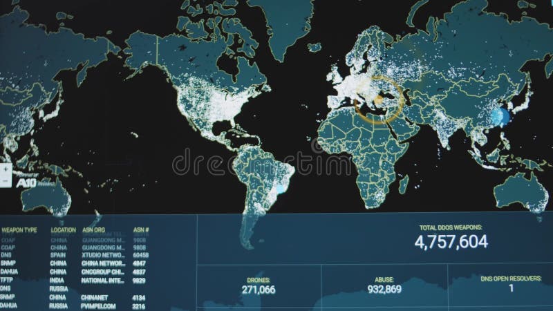 World Map Showing Cyber Attacks, DDOS Weapons, Total Usage of Drones ...