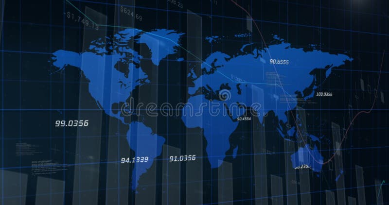 World Map Showing Numerical Data Across Continents Stock Photo - Image ...