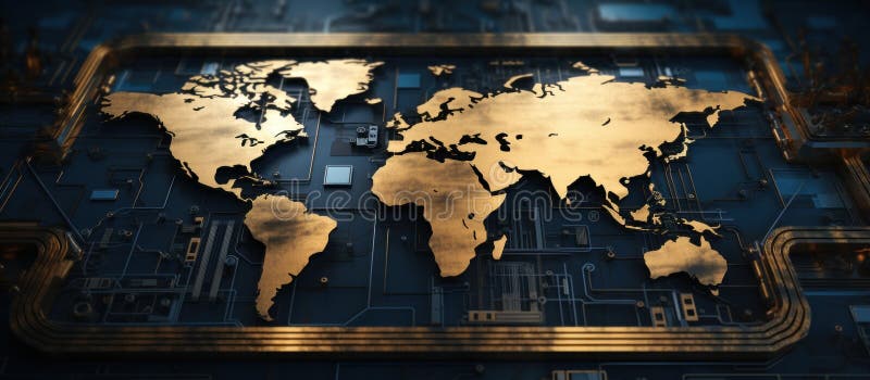 A World Map is Shown on an Electronic Board Stock Illustration ...