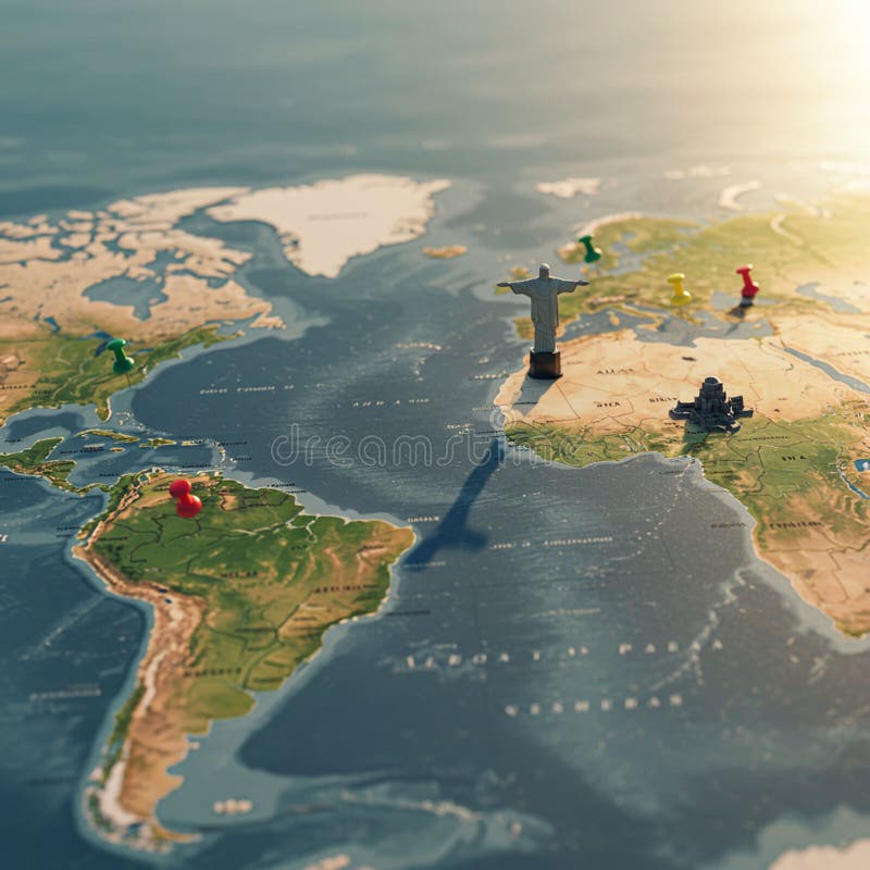 A World Map Shows Various Continents with Intricate Details. Notable ...