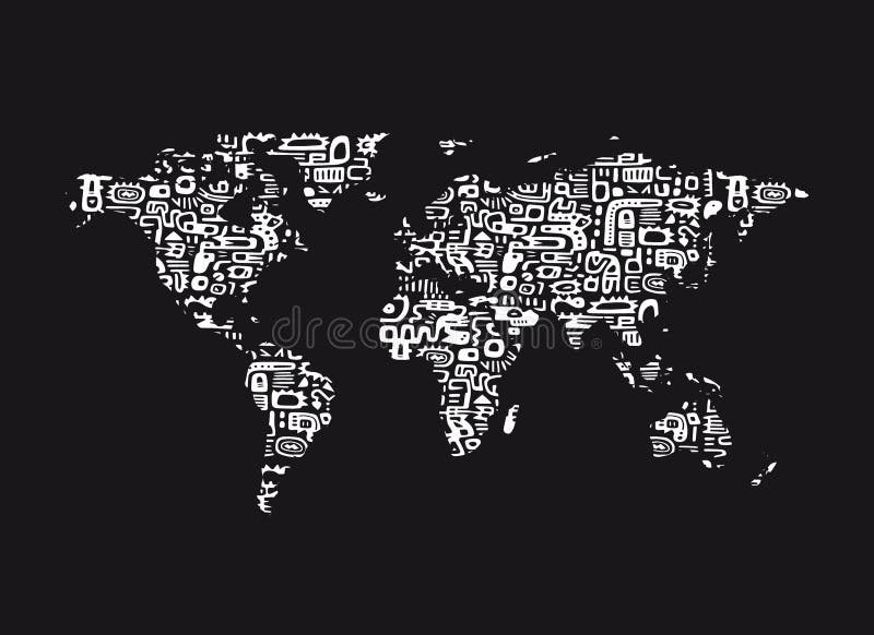 World Map Silhouette. Abstract Pattern. Tribal Background Designs ...