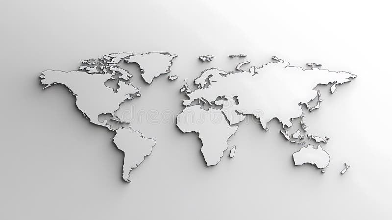 A Minimalist World Map with Simple Black Outline Stock Illustration ...