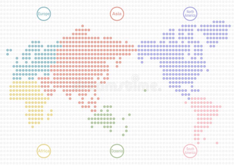 World Map. the Six Continents of the Earth in a Dot Pattern. Vector ...