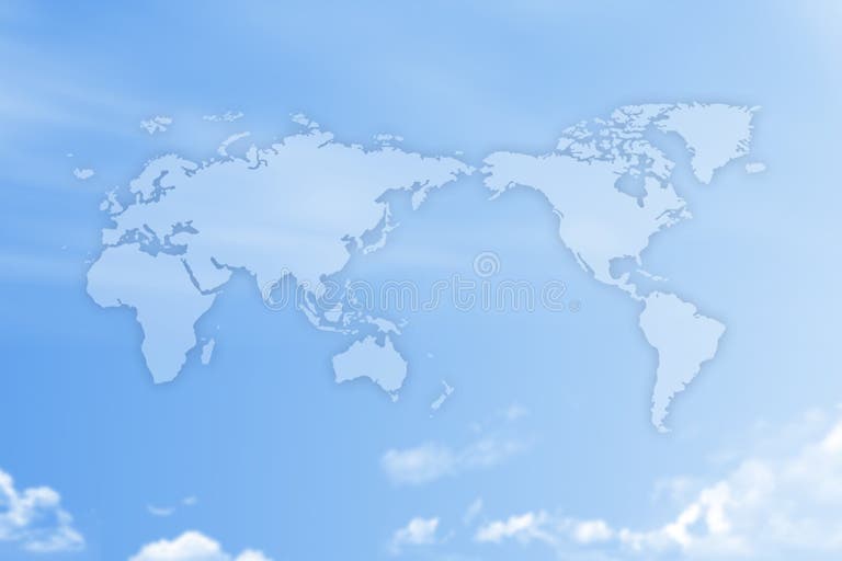 World map on sky stock illustration. Illustration of green - 94234153