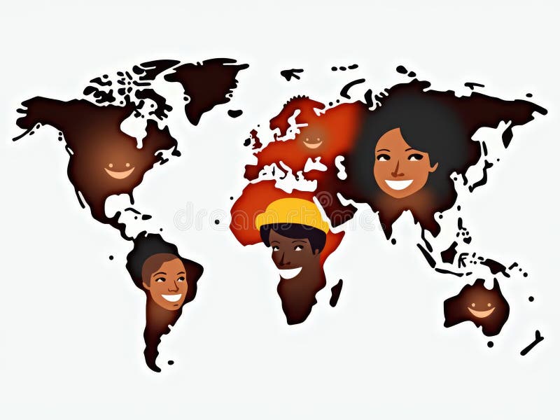 World Map with Smiling Faces in Countries, Generative Ai Stock ...