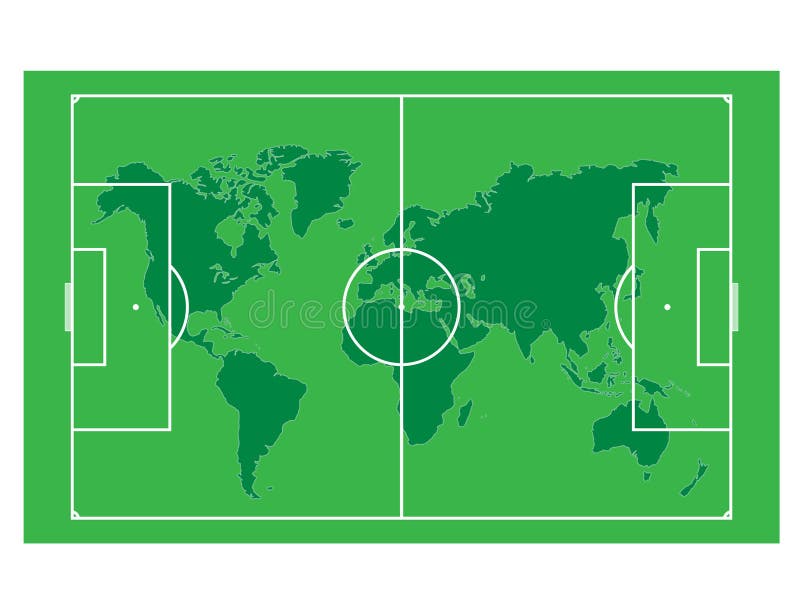 World Map on the Soccer Field Stock Illustration - Illustration of ...