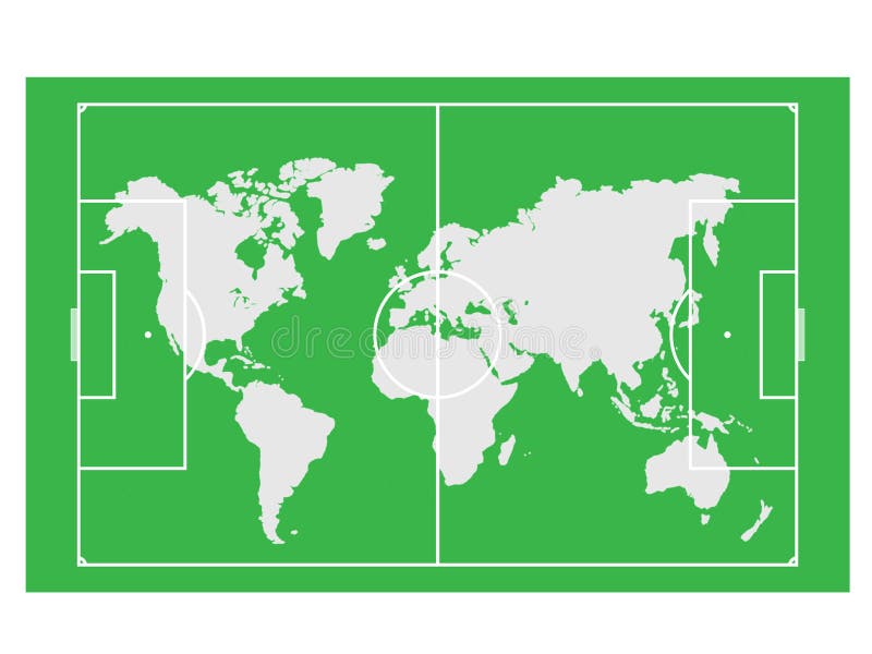 World Map on the Soccer Field Stock Illustration - Illustration of ...
