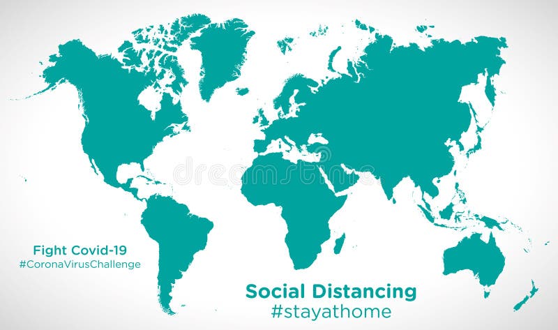 World Map with Social Distancing #stayathome Tag Stock Illustration ...