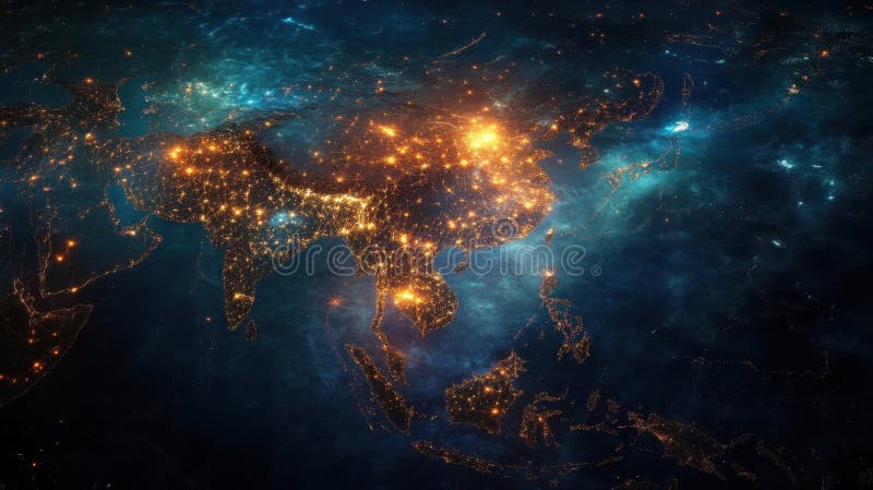 World Map in Space, Computer Generated Abstract Background Stock ...