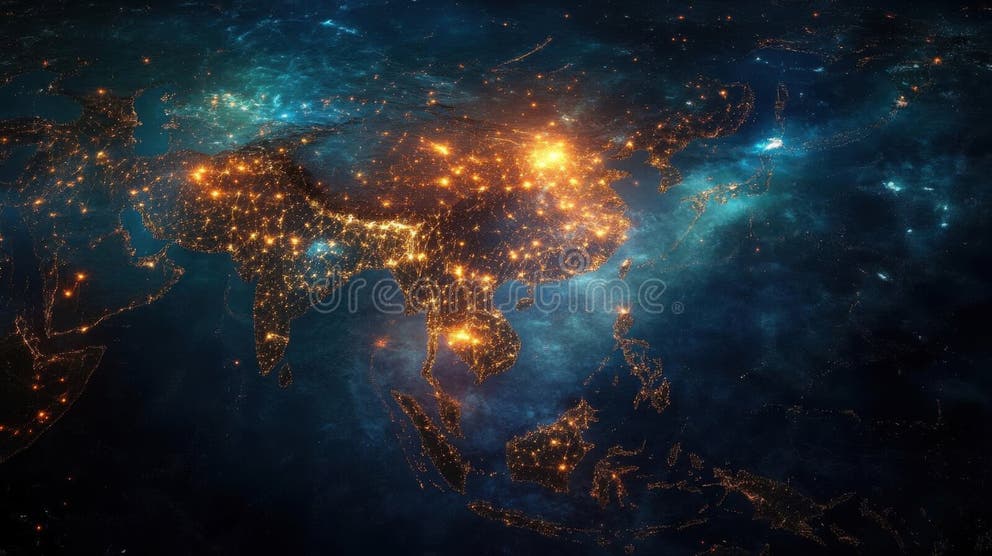 World Map in Space, Computer Generated Abstract Background Stock ...