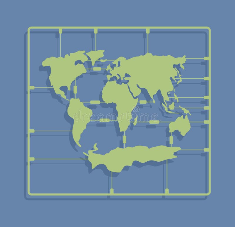 World Map Sprue or Injection Molding Toy. Earth Plastic Model Kit Stock ...