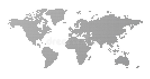 World Map Square Dotted Style, Vector Illustration Isolated on White ...