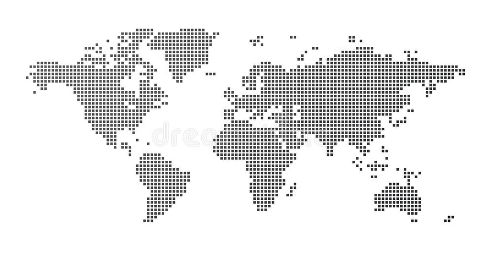 World Map Square Dotted Style, Vector Illustration Isolated on White ...
