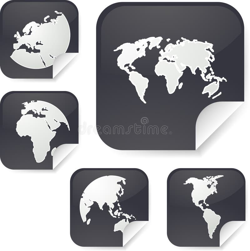 World map stickers stock illustration. Illustration of rectangle - 8691798