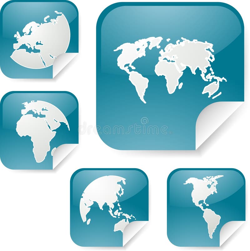 World map stickers stock illustration. Illustration of glossy - 8877069