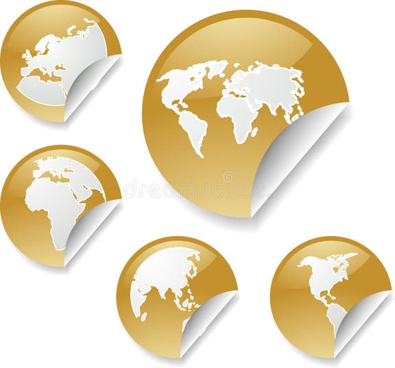 World map stickers stock vector. Illustration of continental - 9225141