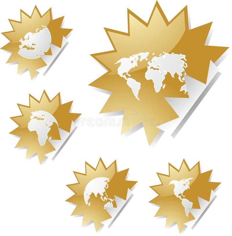 World map stickers stock vector. Illustration of pacific - 9225153