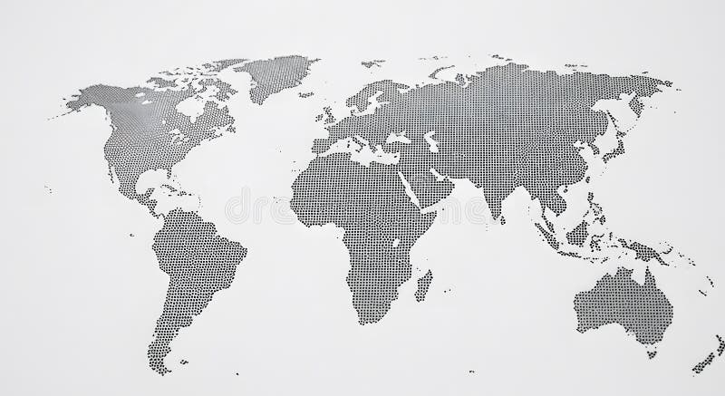 World Map in Stippled Design, Global Dotted Pattern Stock Illustration ...