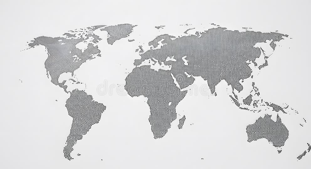 World Map in Stippled Design, Global Dotted Pattern Stock Illustration ...