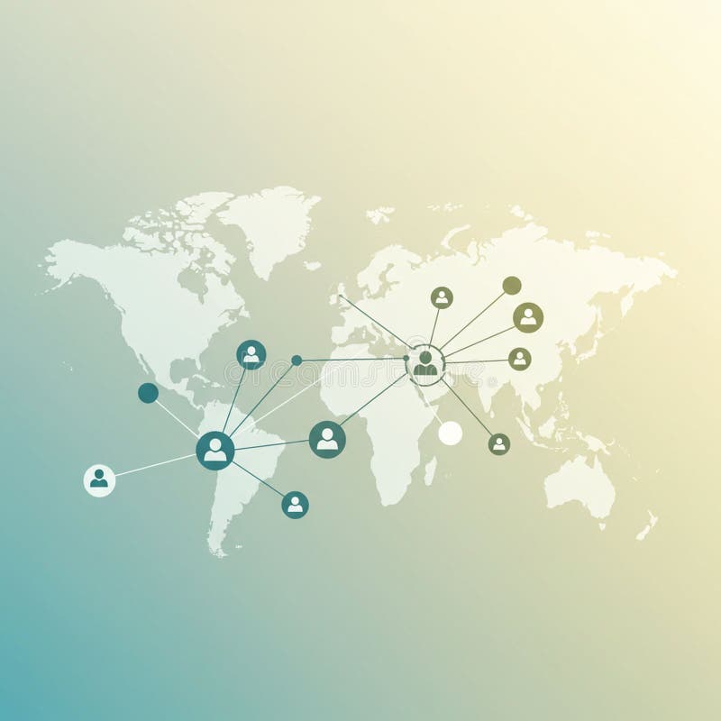 World Map with Stylized Network Connections between User Icons ...