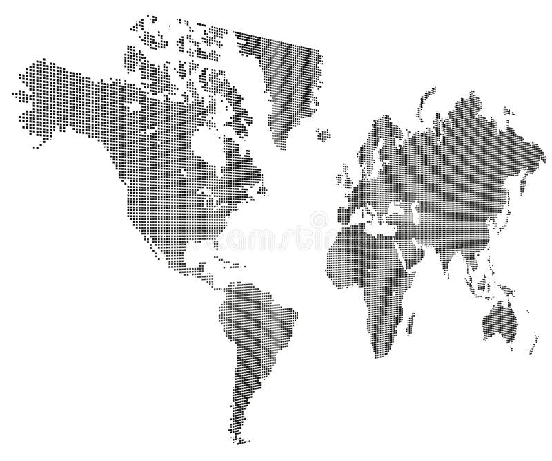 World Map, Stylized Squares Stock Illustration - Illustration of work ...