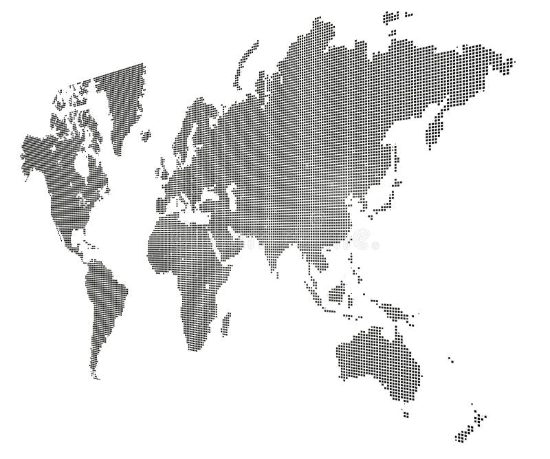 World Map, Stylized Squares Stock Illustration - Illustration of points ...
