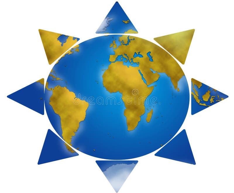 World map in sun shape stock illustration. Illustration of planet ...