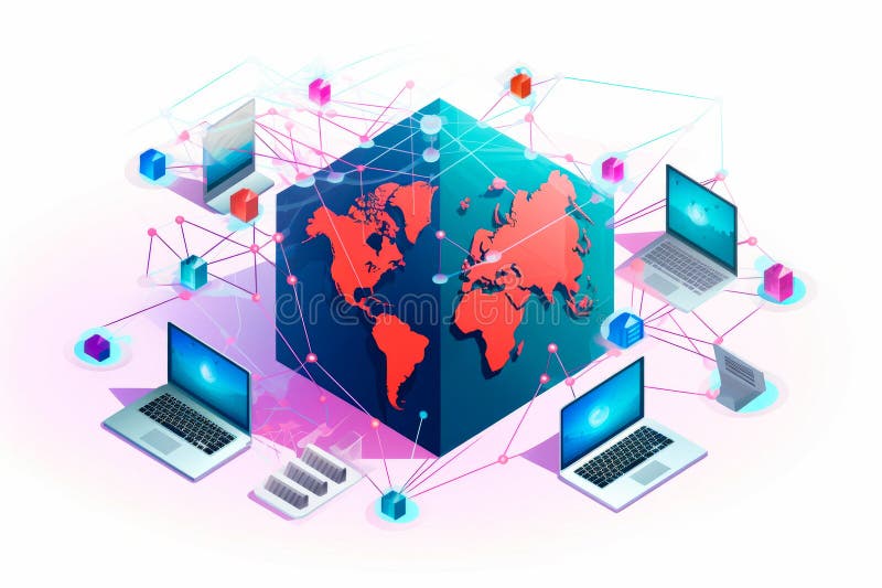 World Map Surrounded by Laptops and Other Electronic Devices ...