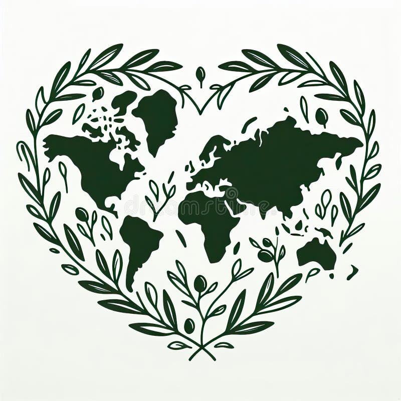 World Map Surrounded by Olive Branches Stock Illustration ...