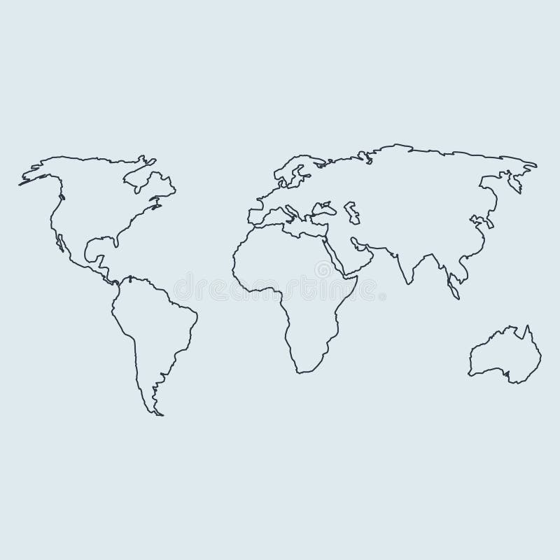 World Map Symbol. Vector Illustration Outline in Simple Flat Style ...