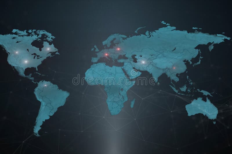A World Map with Symbolic Locations of the Compan Stock Illustration ...