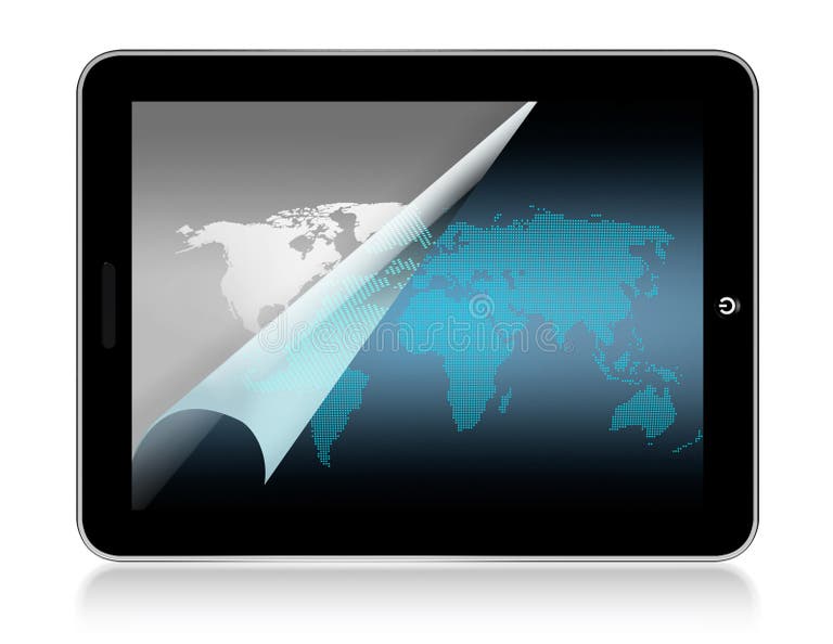 World map in tablet stock illustration. Illustration of geography ...