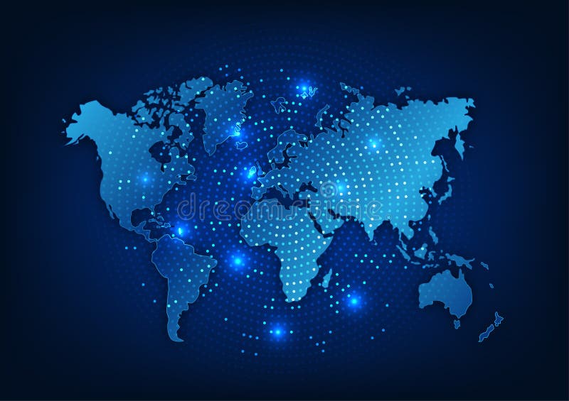World Map Technology Background High-speed Internet Network Connection ...