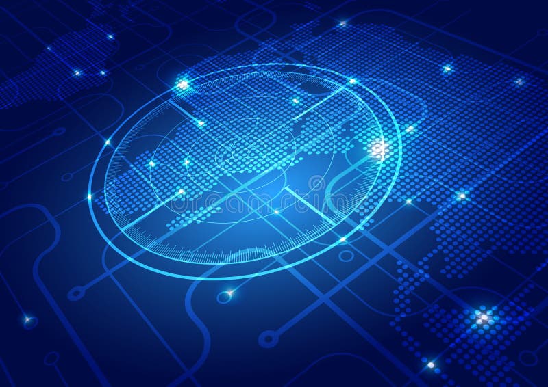 World Map with Technology Background Stock Vector - Illustration of ...