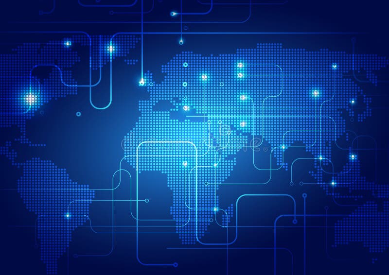 World Map with Technology Background Stock Vector - Illustration of ...